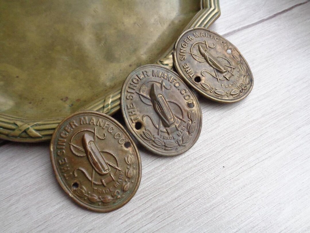Set of 3 SINGER Manfg.co Trade Mark Vintage Sewing Machine Labels-plate ...