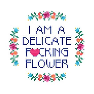 PATTERN: Cross Stitch i Am A Delicate Fcking Flower PATTERN PDF File ...