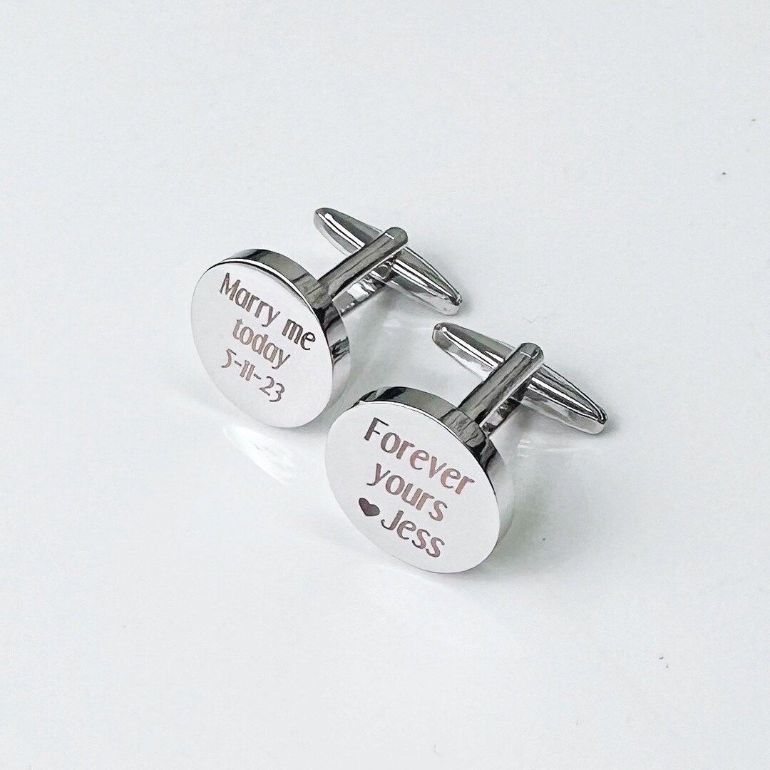 Round Cuff Links, Personalized Cuff Links, Wedding Gift for Husband ...