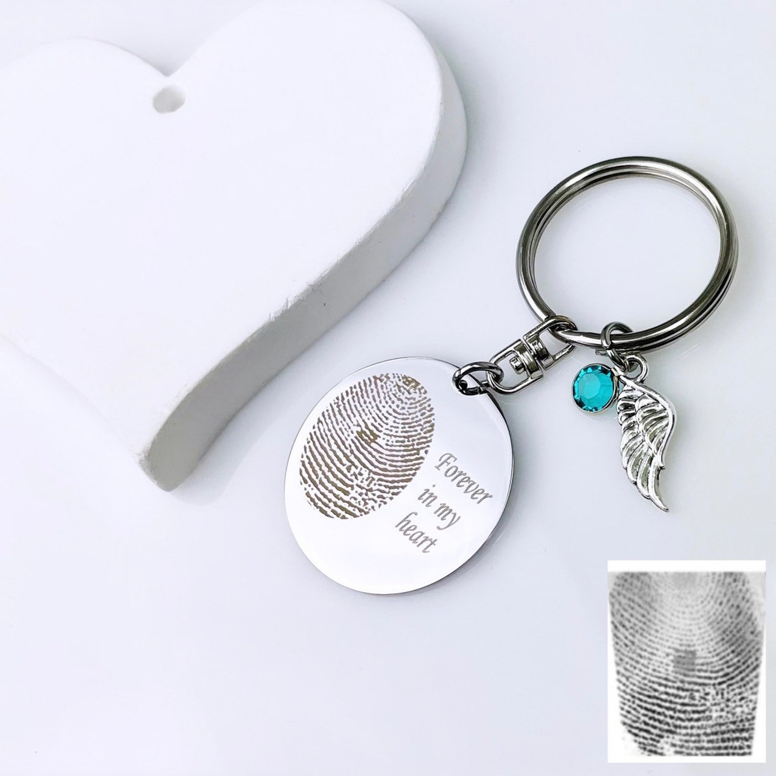 Actual Fingerprint Keychain Memorial Keychain Loved One - Etsy