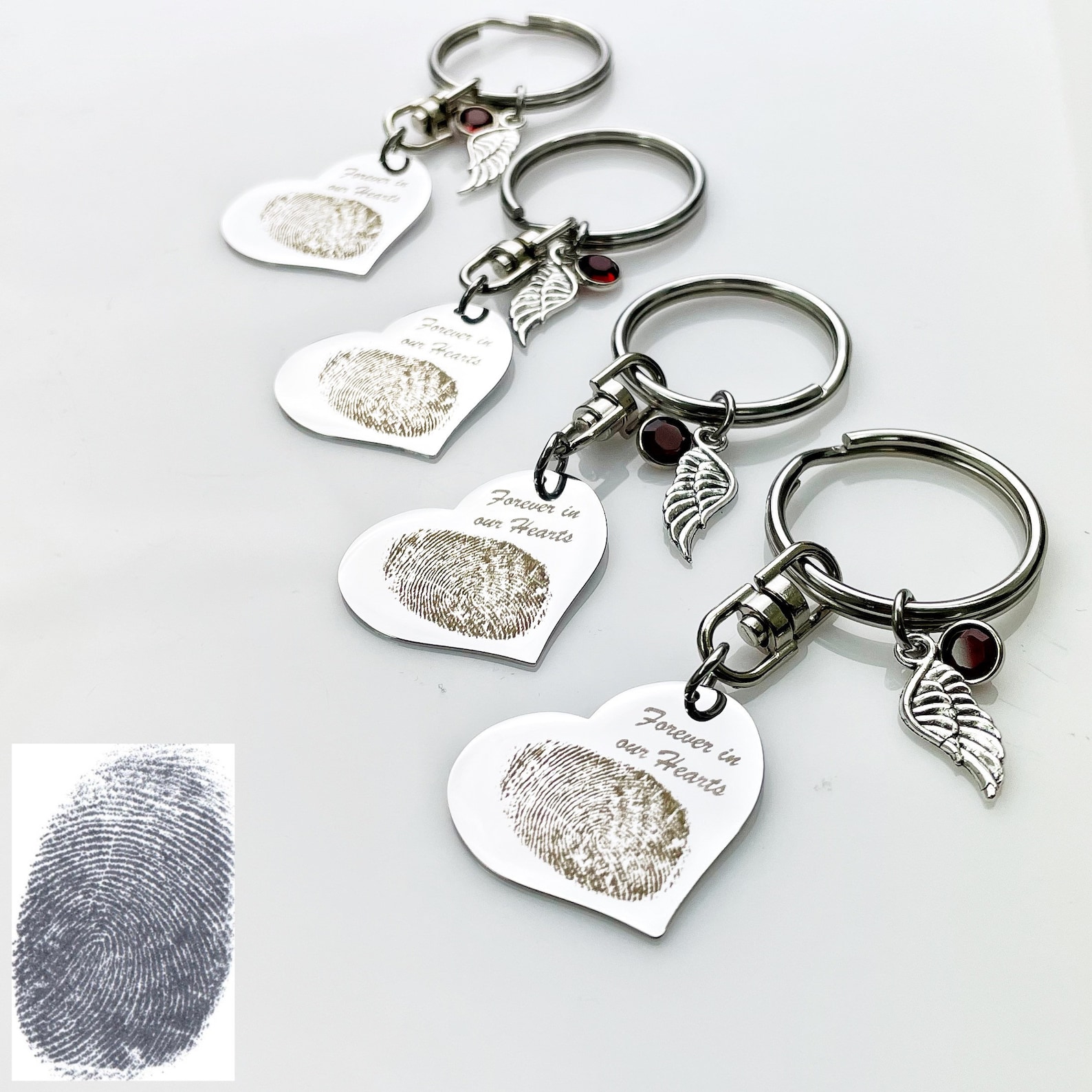 Actual Fingerprint Keychain Memorial Keychain Loved One | Etsy