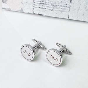 Personalized Wedding Cufflinks, Groom Wedding Cufflinks, Date and Initials Cufflinks, Engraved ...