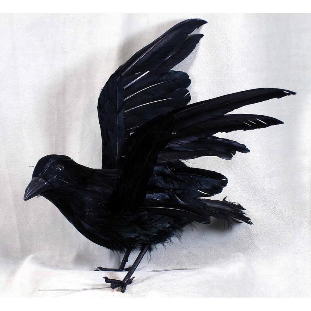 Halloween Crow, 10 Inch Artificial Crow, Flexible Wings, Flying Crow, W ...