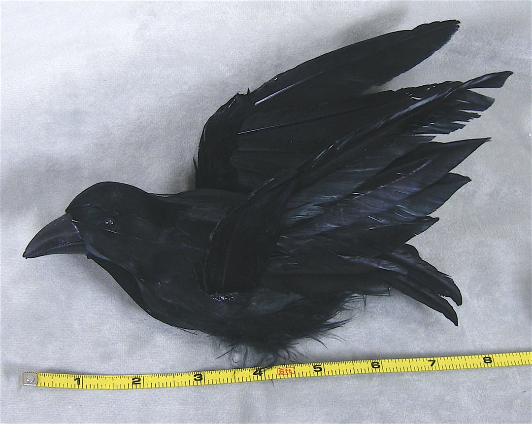 2pc, Artificial Crow, 7.5", Flying Crow, W/clip, Flexible Wings, Prop ...