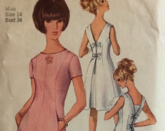Simplicity 8129 Misses Jiffy Dress Size Medium Size 12-14 Bust 34-36 Vintage 1960's Sewing ...