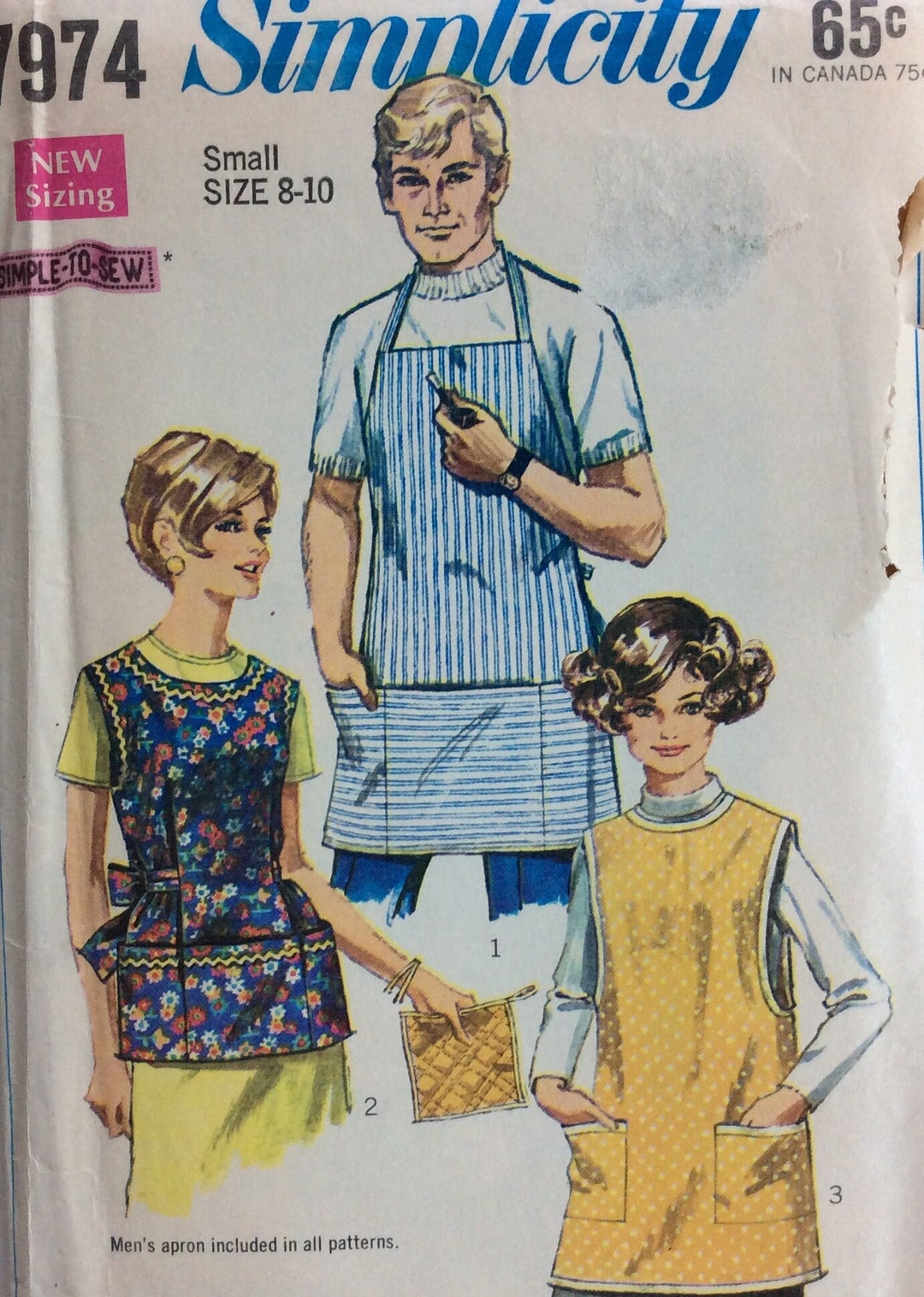 Simplicity 7974 Mens & Misses Apron and Potholder Misses - Etsy