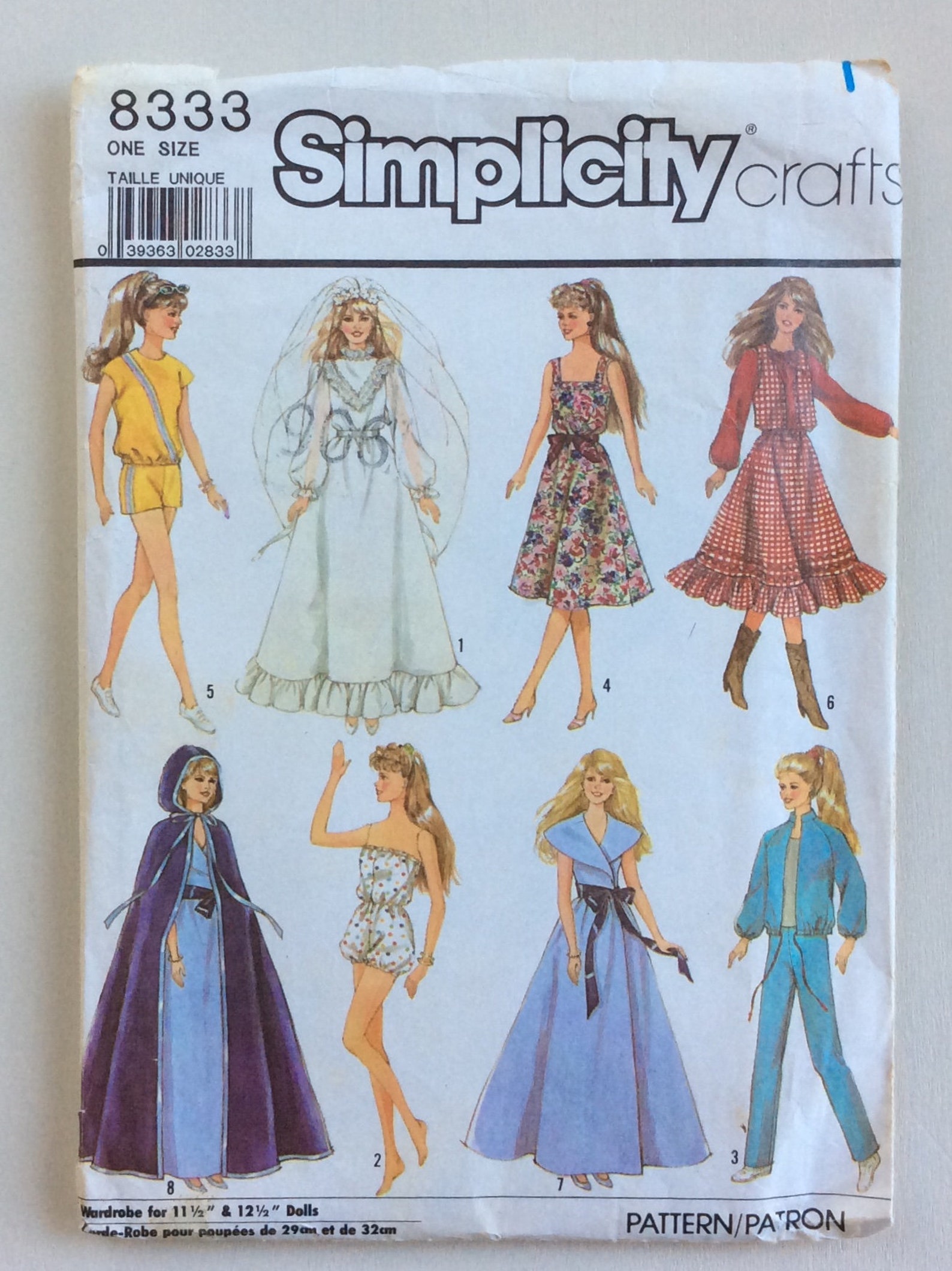 Simplicity 8333 Barbie Doll Wardrobe Vintage 1980's Sewing - Etsy
