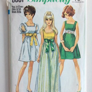 Simplicity 8061, Junior Misses Dress in Two Lengths, Size 9/10, Bust 30 ...