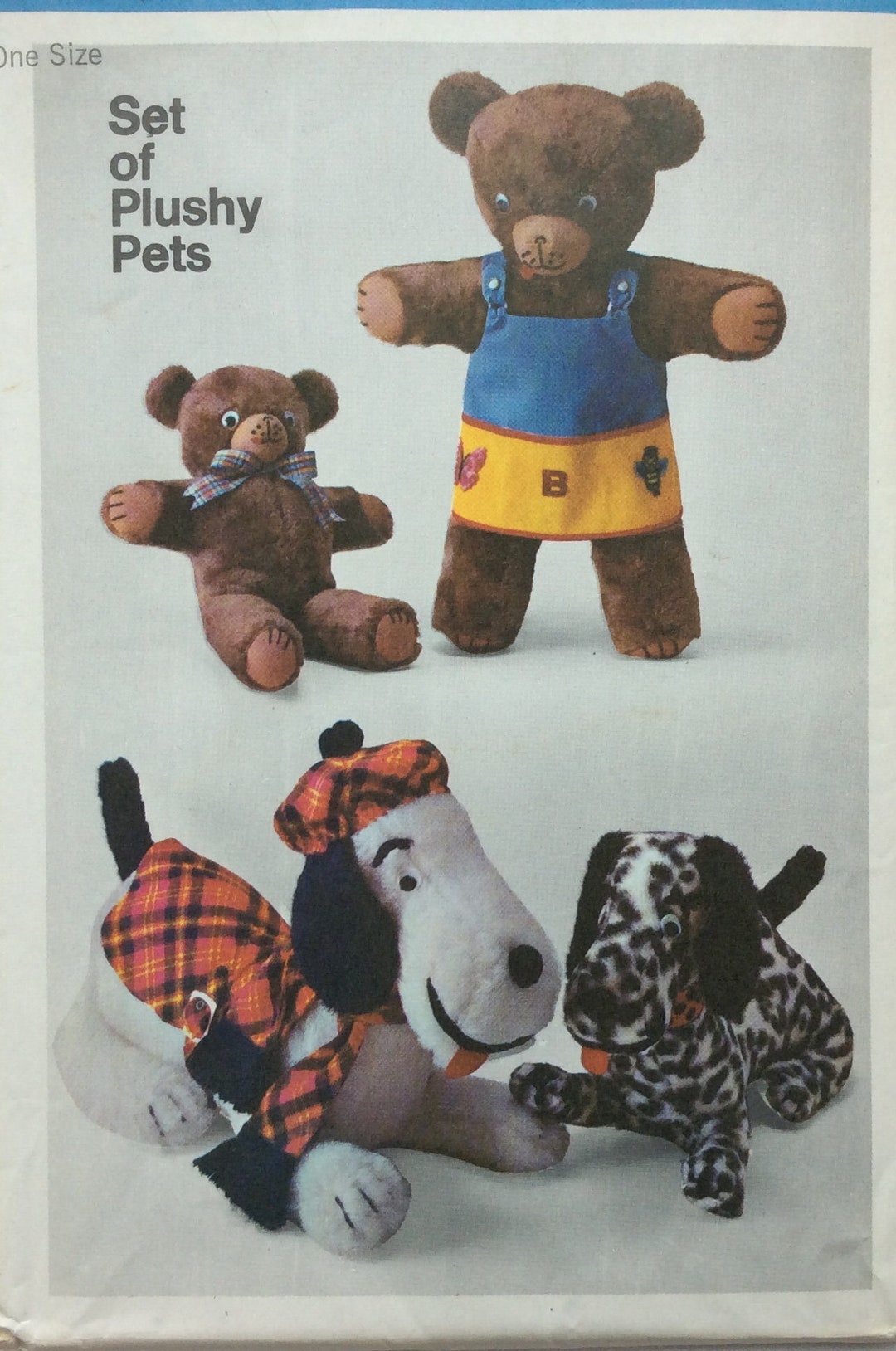 Simplicity 9647, Stuffed Animals Dogs & Bears W/clothes, Vintage 1970's ...