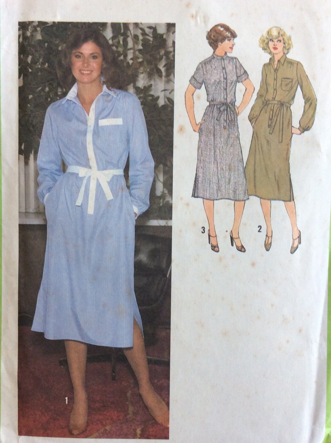 Simplicity 9017, Misses Shirtdress, Size 10, Bust 32 1/2, Vintage 1970 ...