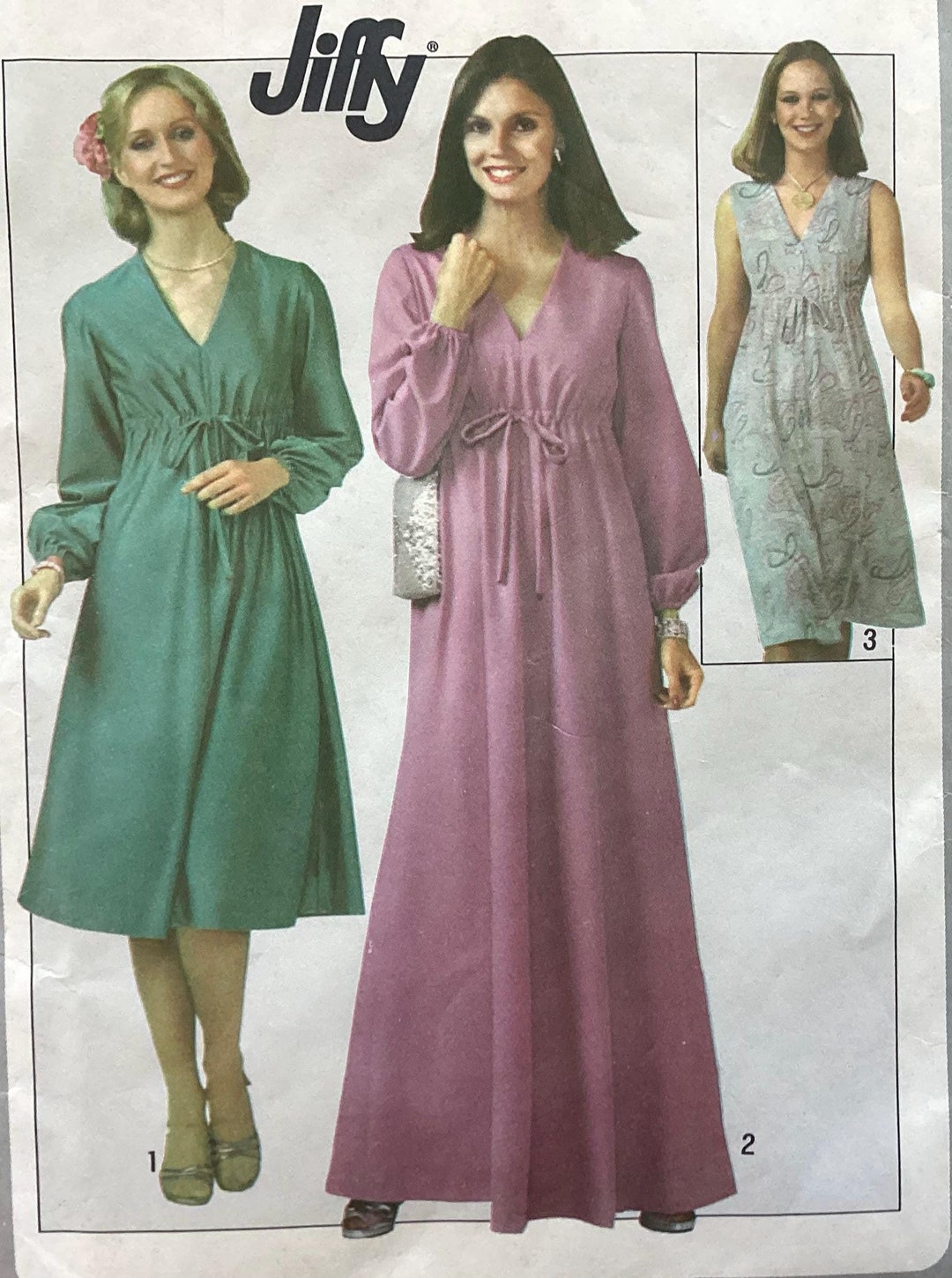 Simplicity 8264, Misses Dress in Two Lengths, Size 16, Bust 38, Vintage 1970’s Sewing Pattern ...