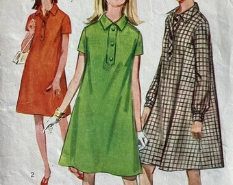 Simplicity 8129 Misses Jiffy Dress Size Medium Size 12-14 Bust 34-36 Vintage 1960's Sewing ...