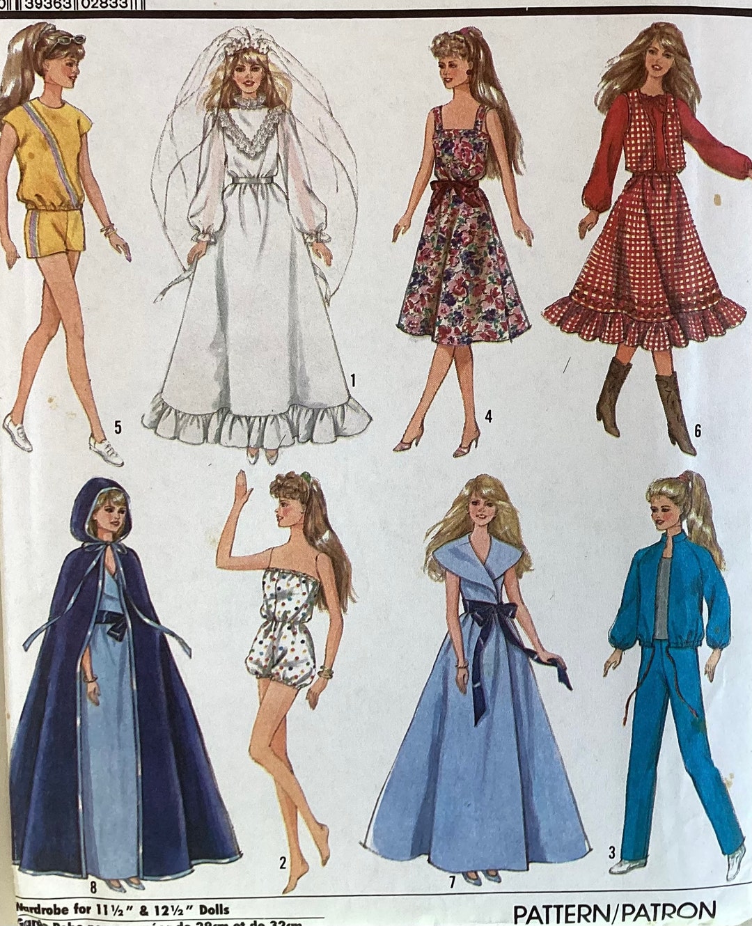 Simplicity 8333, Barbie Doll Wardrobe, Vintage 1980's Sewing Pattern ...