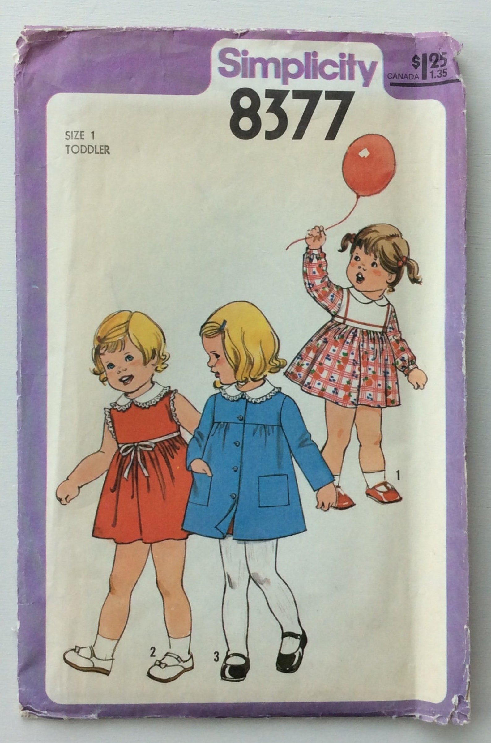 Simplicity 8377 toddler girls dress and coat size 1 vintage | Etsy