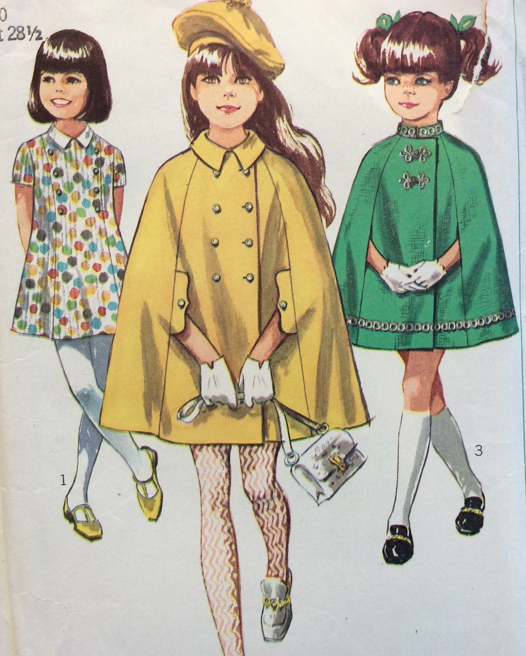 Simplicity 8072, Girls Dress and Cape, Size 10, Vintage 1960's Sewing ...