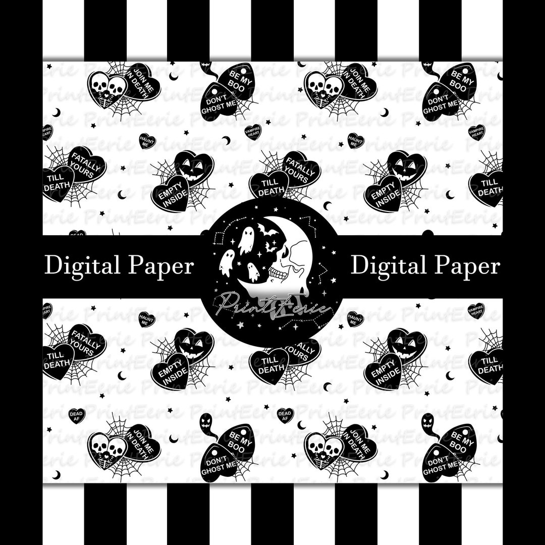 Spooky Love Hearts Creepy Candy - Instant Digital Download Papers ...