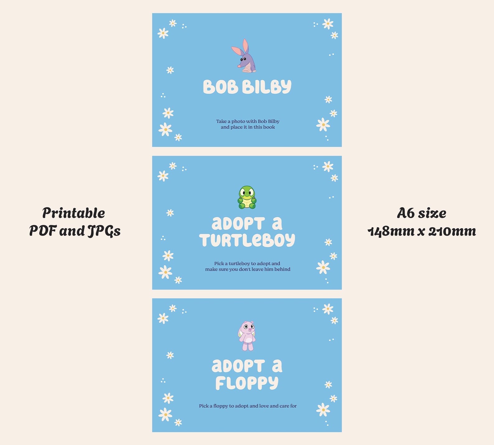 Bluey Birthday Party Signage Cards | Orange Red Heeler Dog | Adopt a ...