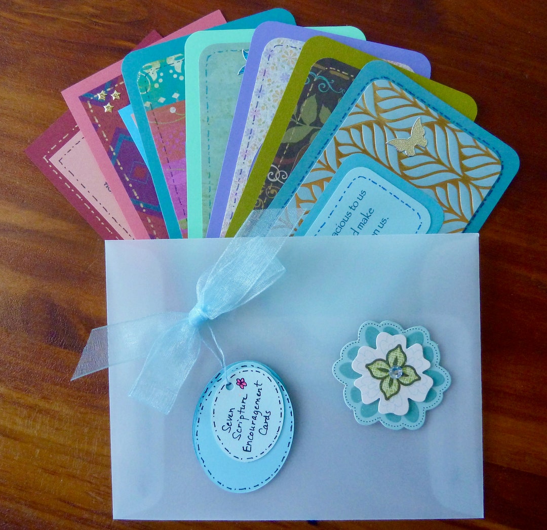 Packet #8 of Scripture Cards, 7 Handmade Decorative Encouraging Cards ...
