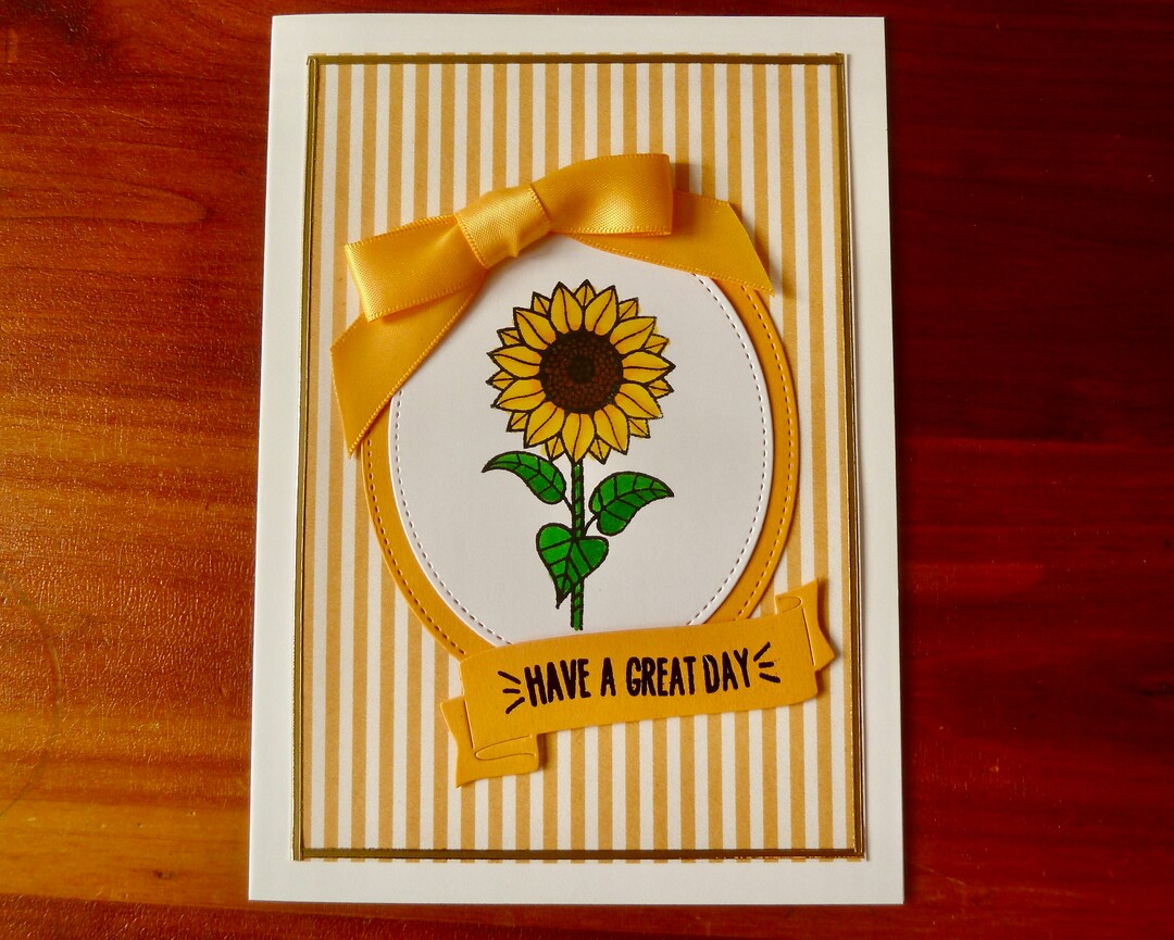 Pretty Sunflower Greeting Card, Handmade 5x7 Sunflower Birthday Card ...