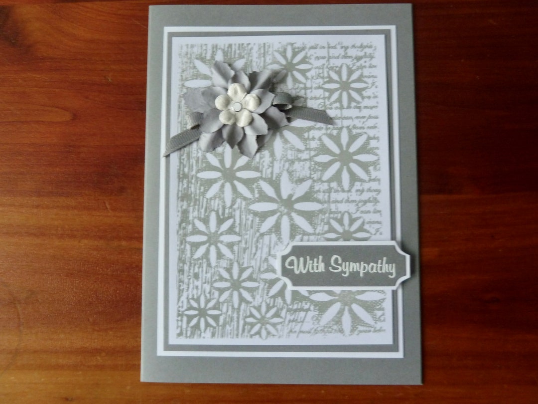 Lovely Sympathy Card, Floral Sympathy Greeting Card, Hand Stamped 5x7 ...