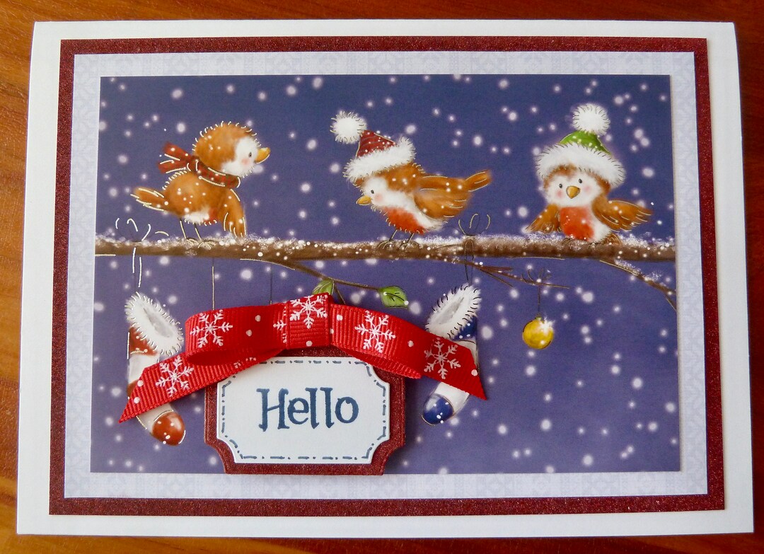 Cute Robin Christmas Card Handmade Christmas Greeting Card - Etsy