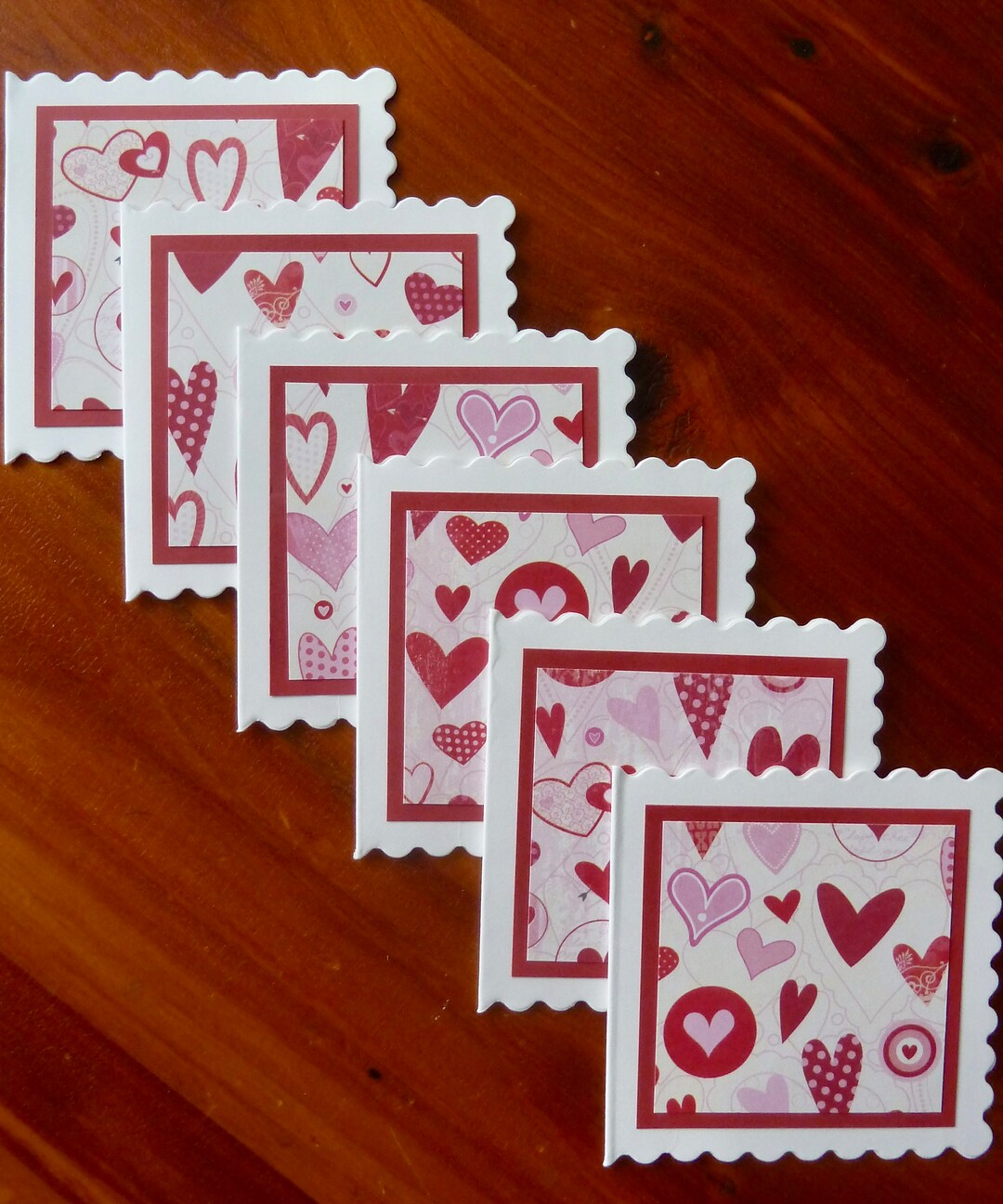 6 Valentine Mini Cards, Handmade Set of 3x3 Cards With Envelopes, 6 ...