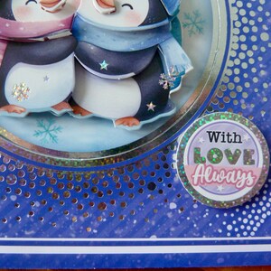 Cute 3D Penguin Christmas Card, Handmade 6x6 Penguin Greeting Card ...
