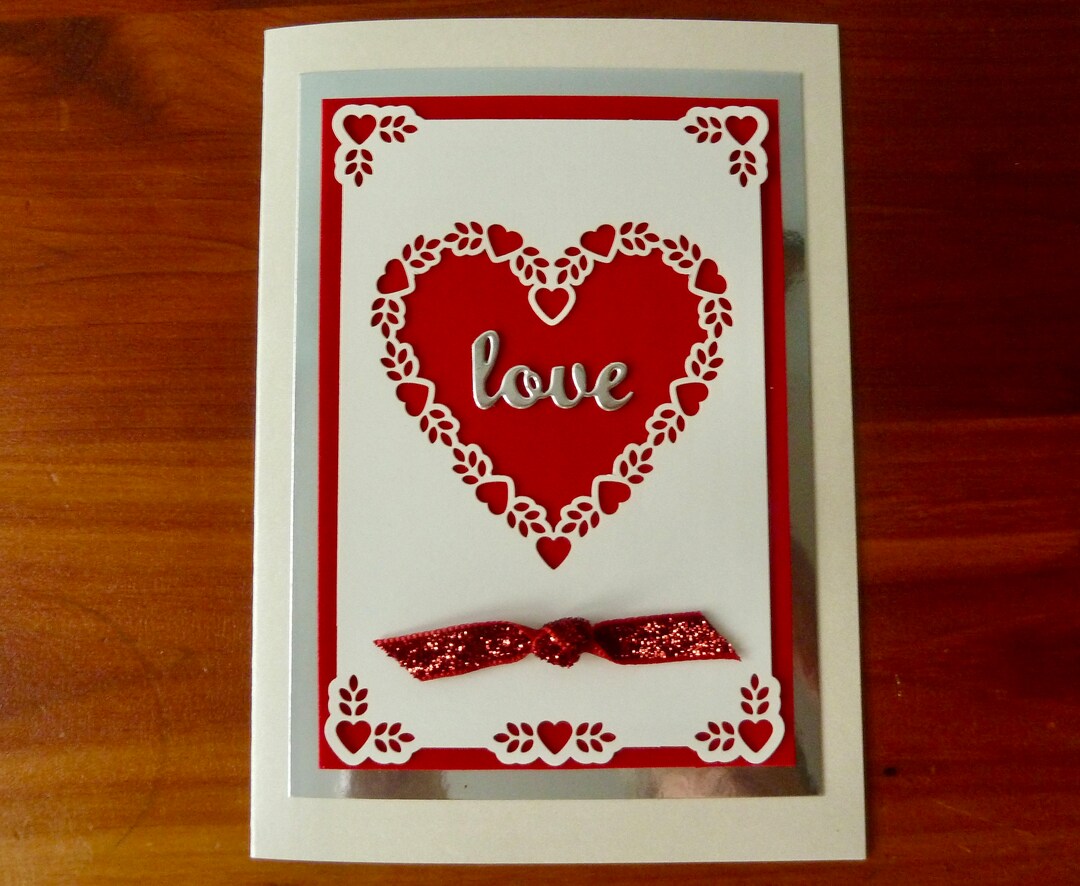 Elegant Valentine, Beautiful Love Card, Handmade 5x7 Wedding or ...