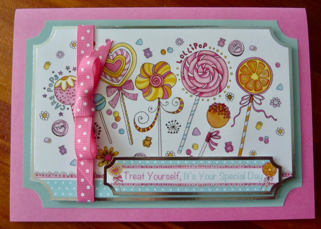 Sweet Treats Birthday Card for Her, Cute Lollipop Birthday Greeting ...