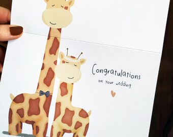 Personalised Wedding card Congratulations Giraffe design his & hers ...
