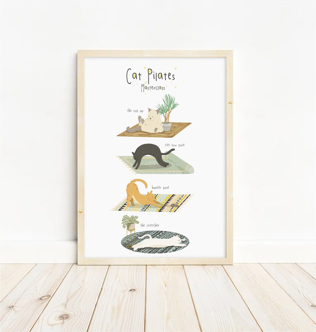 Funny Cat Pilates Print - Digital Download - Mindfulness - Pet Portrait ...