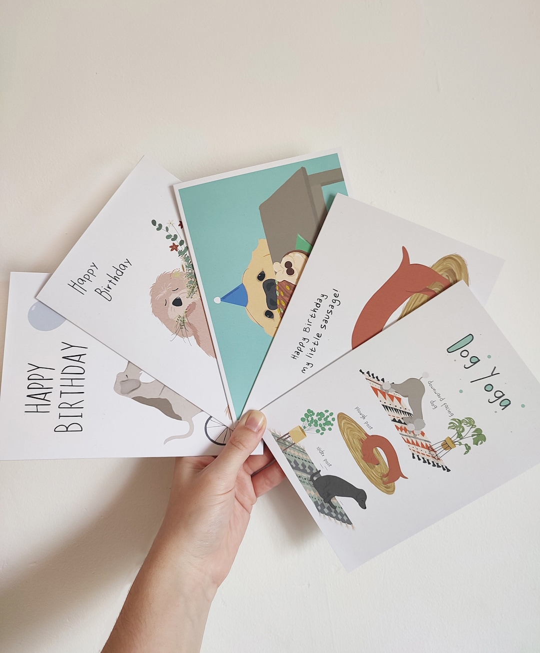 Bundle of Five Dog Greeting Cards - Pack of Animal Birthday Cards - Dog ...