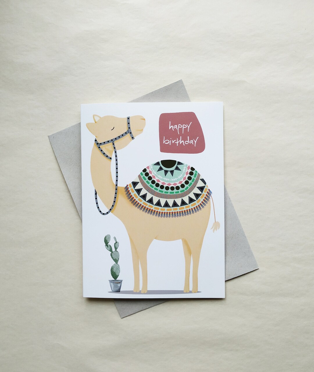 Camel Birthday Card - Birthday Card for Her - Aztec Pattern Birthday ...