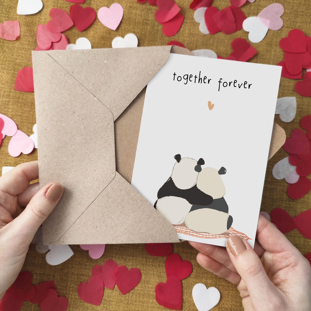 Personalized Panda Anniversary Card – Eco Friendly, Wedding Engagement ...