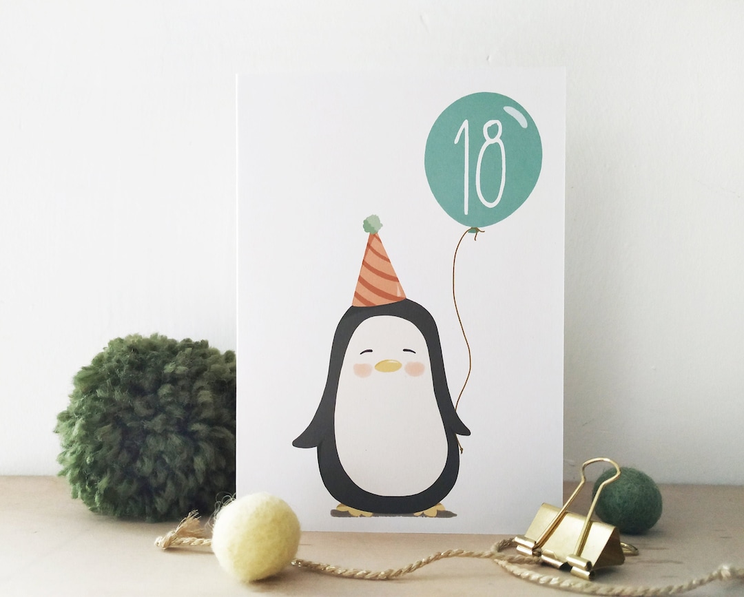 Personalised Penguin Birthday Card Cute Penguin Card Eco - Etsy