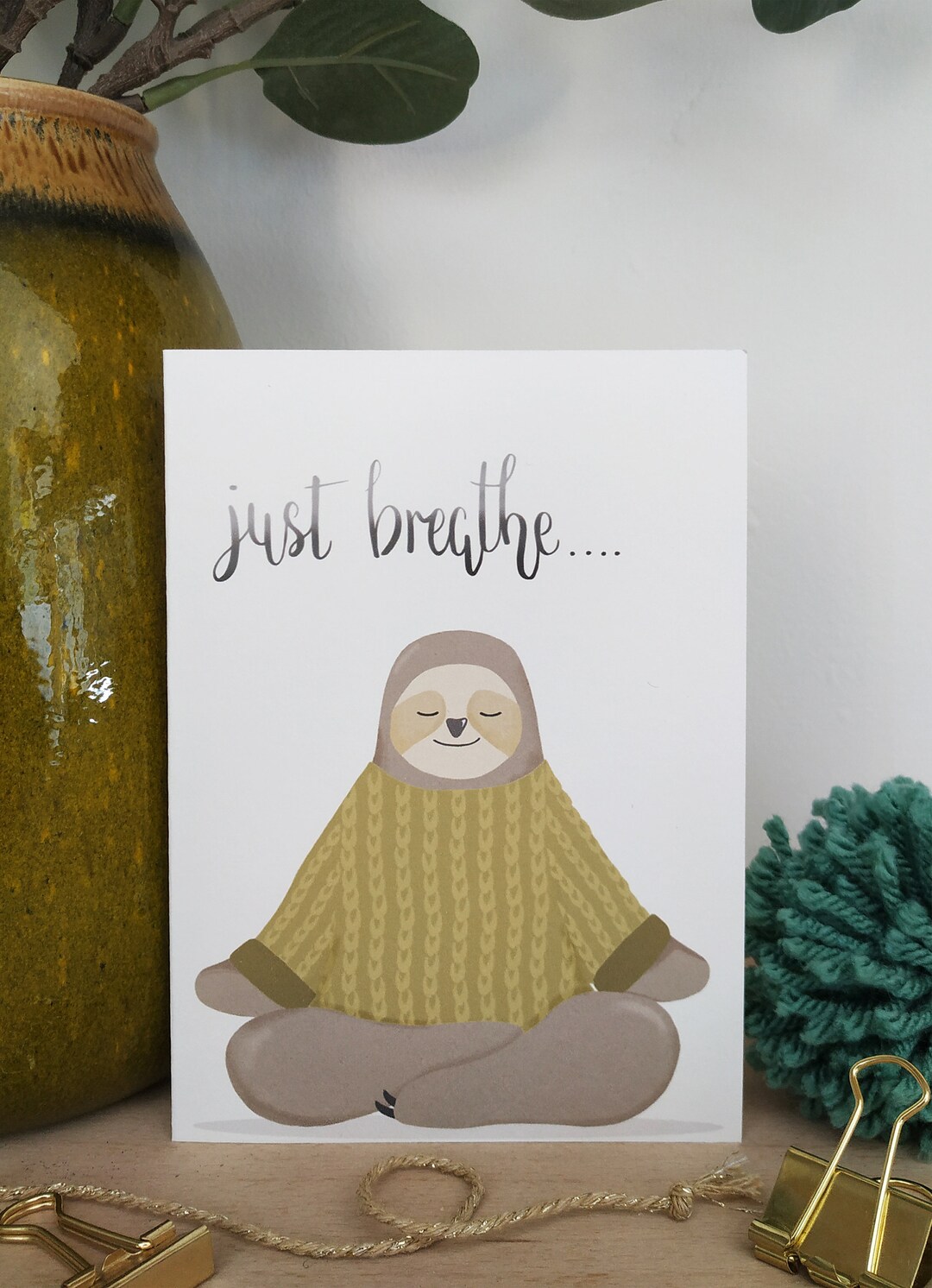 Personalised Just Breathe Sloth Card Mindfulness Card Yoga - Etsy