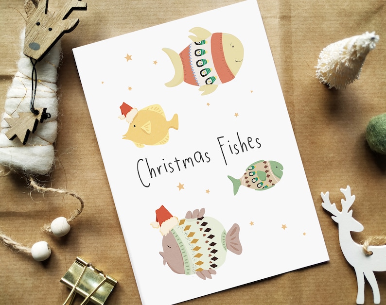 Fish Pun Christmas Card Eco-friendly Holiday Card Set - Etsy
