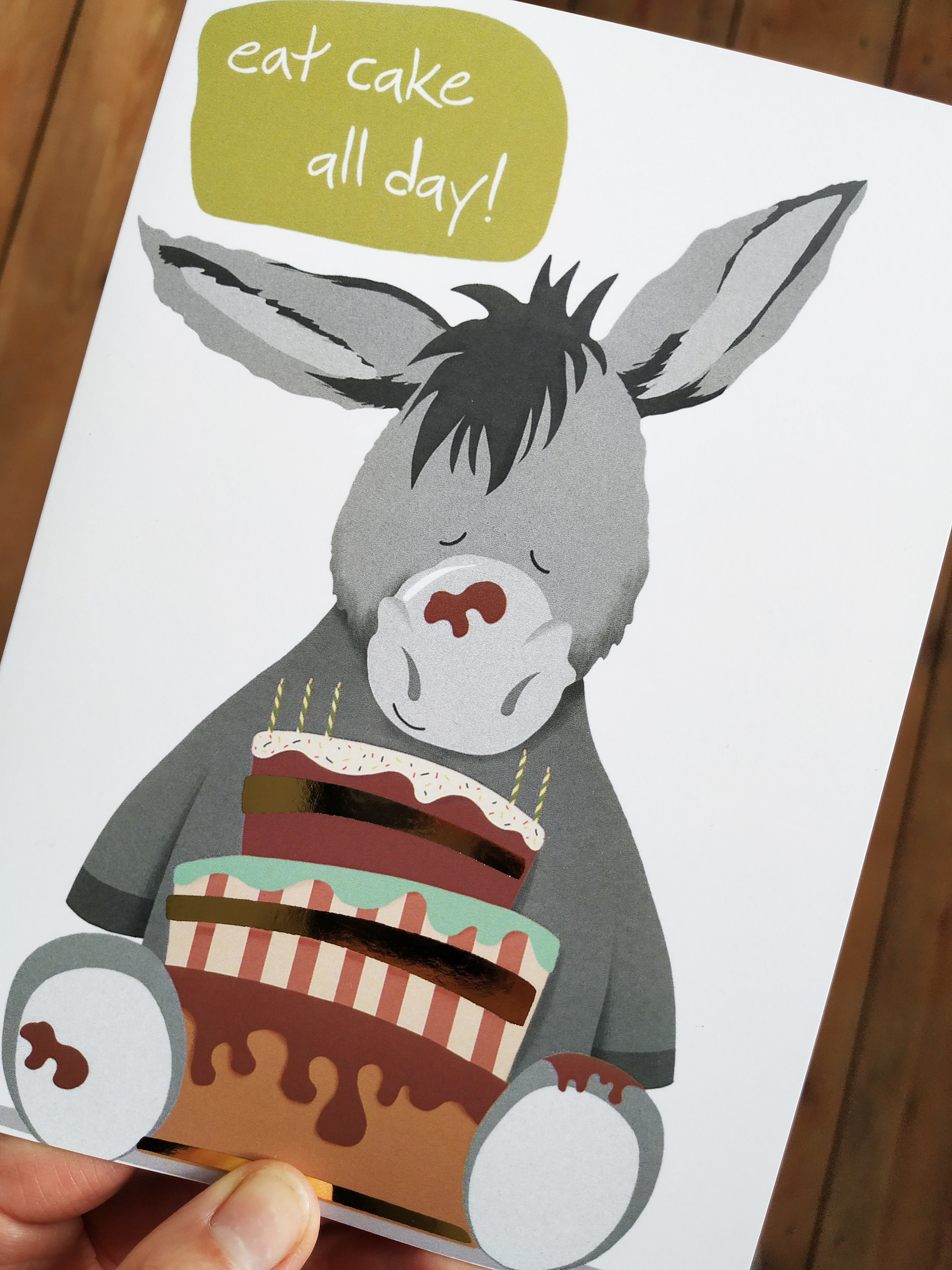 Donkey Birthday Card Eat Cake All Day Boyfriend Birthday | Etsy