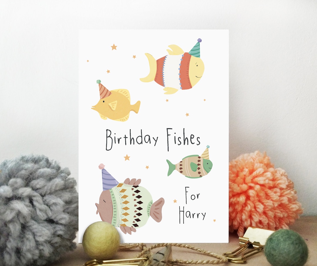 Personalised Birthday Fish Card - Eco Recycled Card - Fish Pun Card ...