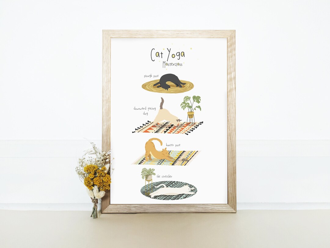 Funny Cat Yoga Print Digital Download Anniversary Yoga - Etsy