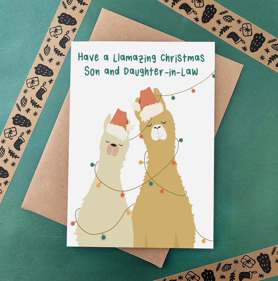 Llama Christmas Card for Son and Daughter in Law Holiday Card Christmas ...
