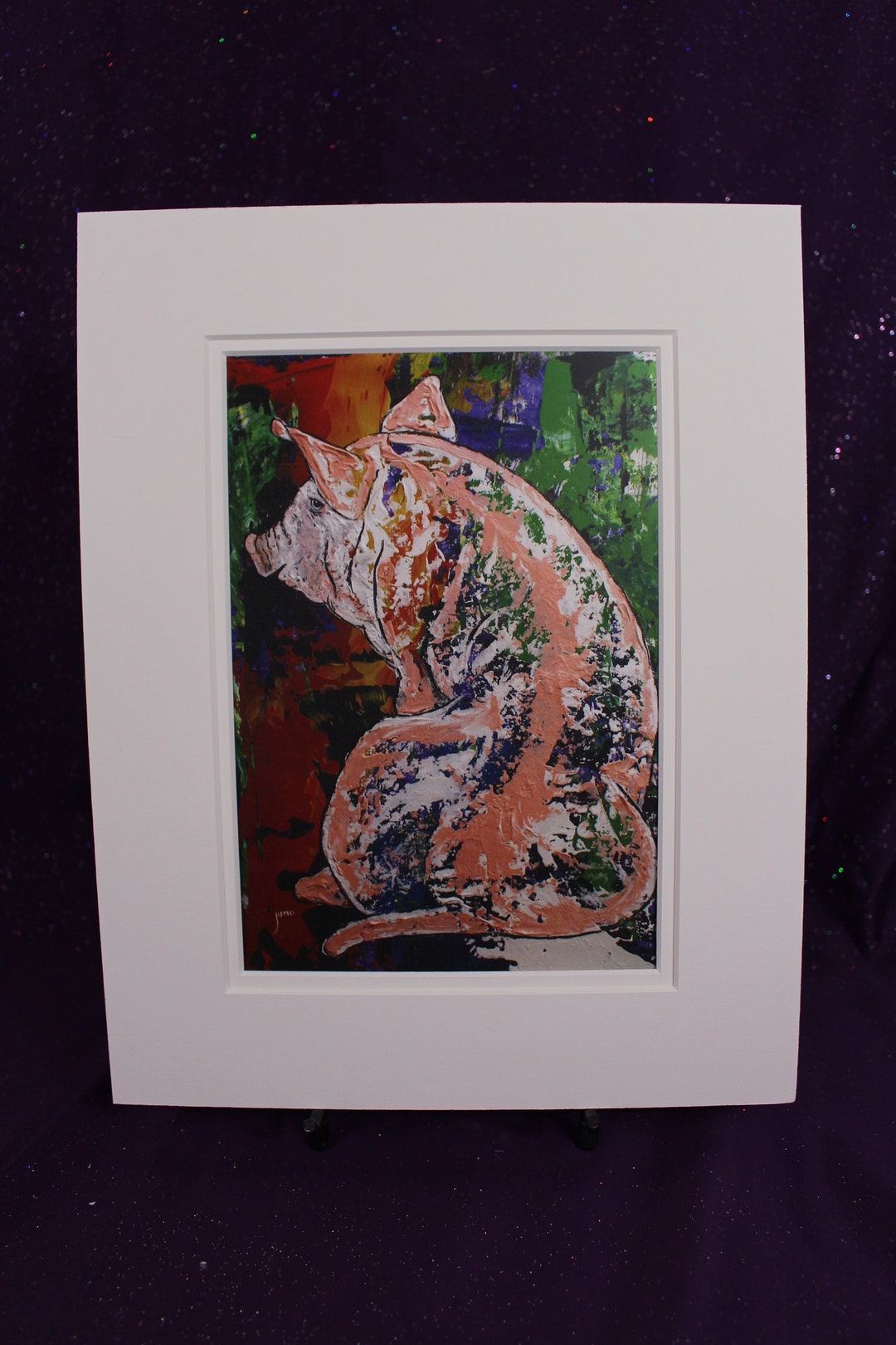 Abstract Pig Painting, Multi color abstract Pig Wall Art, Pink Pig ...