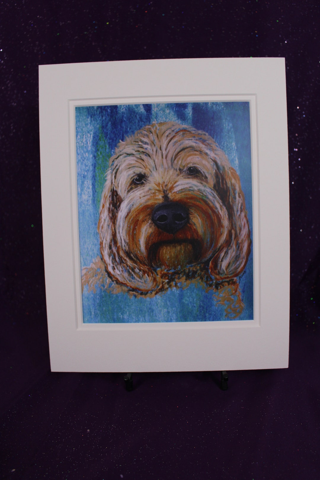 Labradoodle Golden Doodle Matted Print, Abstract Golden Doodle Art ...
