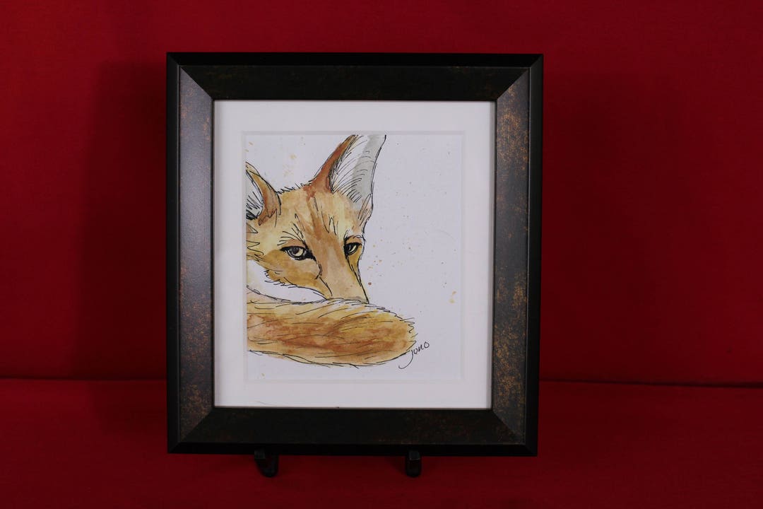 Red Fox Pen & Ink With Watercolor Framed Miniature Wall Art, Children's ...