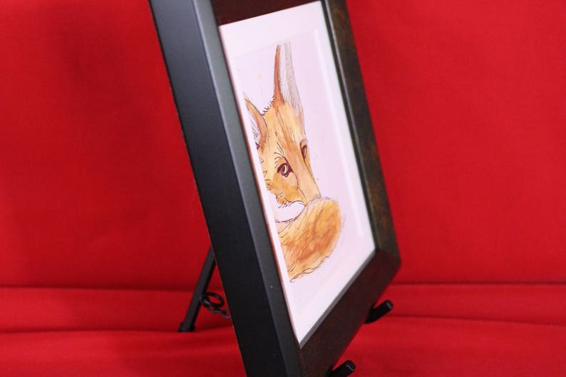 Red Fox Pen & Ink With Watercolor Framed Miniature Wall Art - Etsy