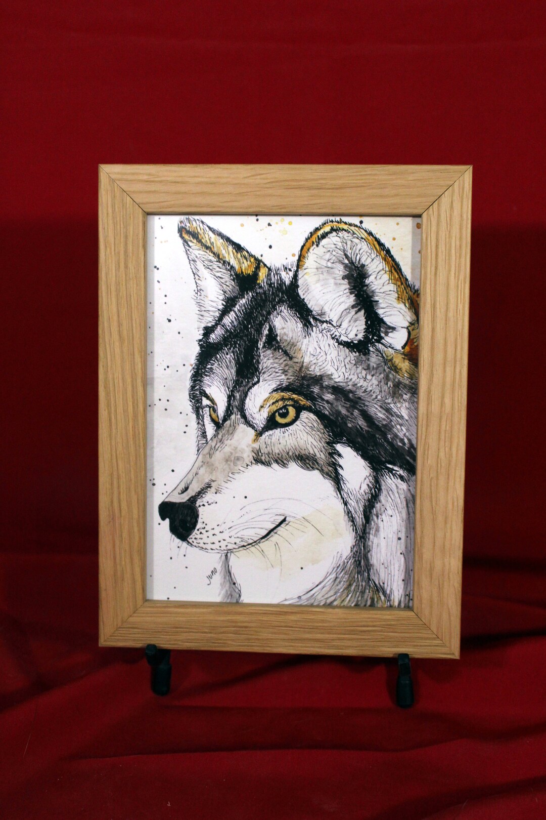 Gray Wolf Pen and Ink With Watercolor Giclée Print, Framed Wolf Print ...