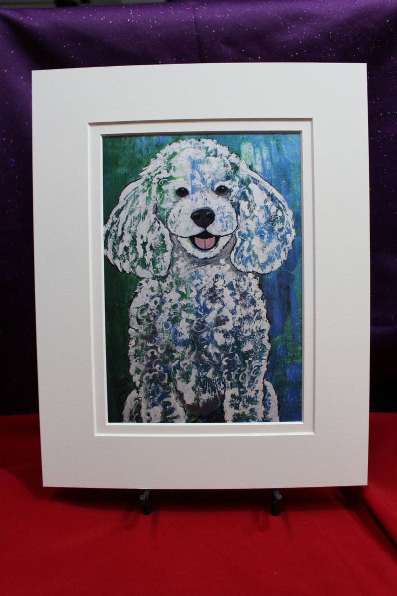 White Poodle Print Abstract Standard Poodle Green Turquoise - Etsy