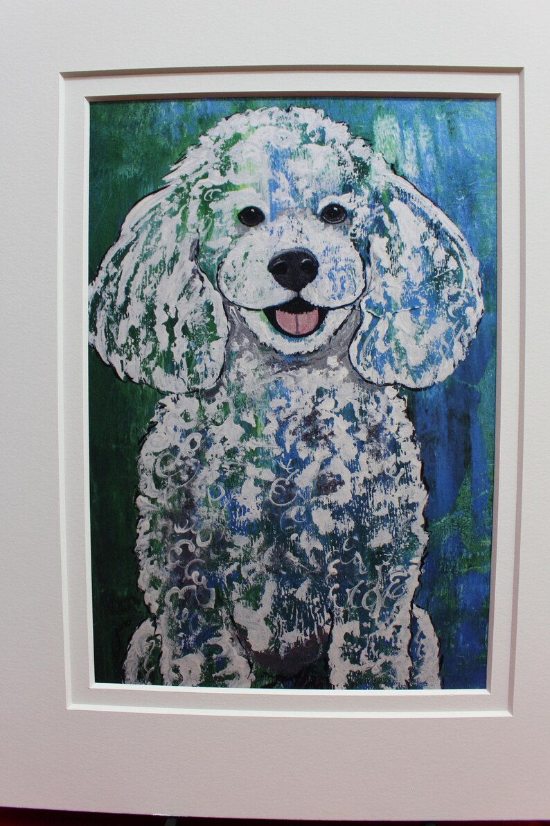 White Poodle Print Abstract Standard Poodle Green Turquoise - Etsy