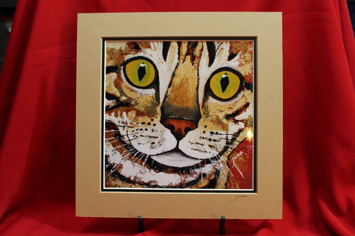 Tabby Cat Print Tiger Striped Cat Matted Print. Abstract | Etsy