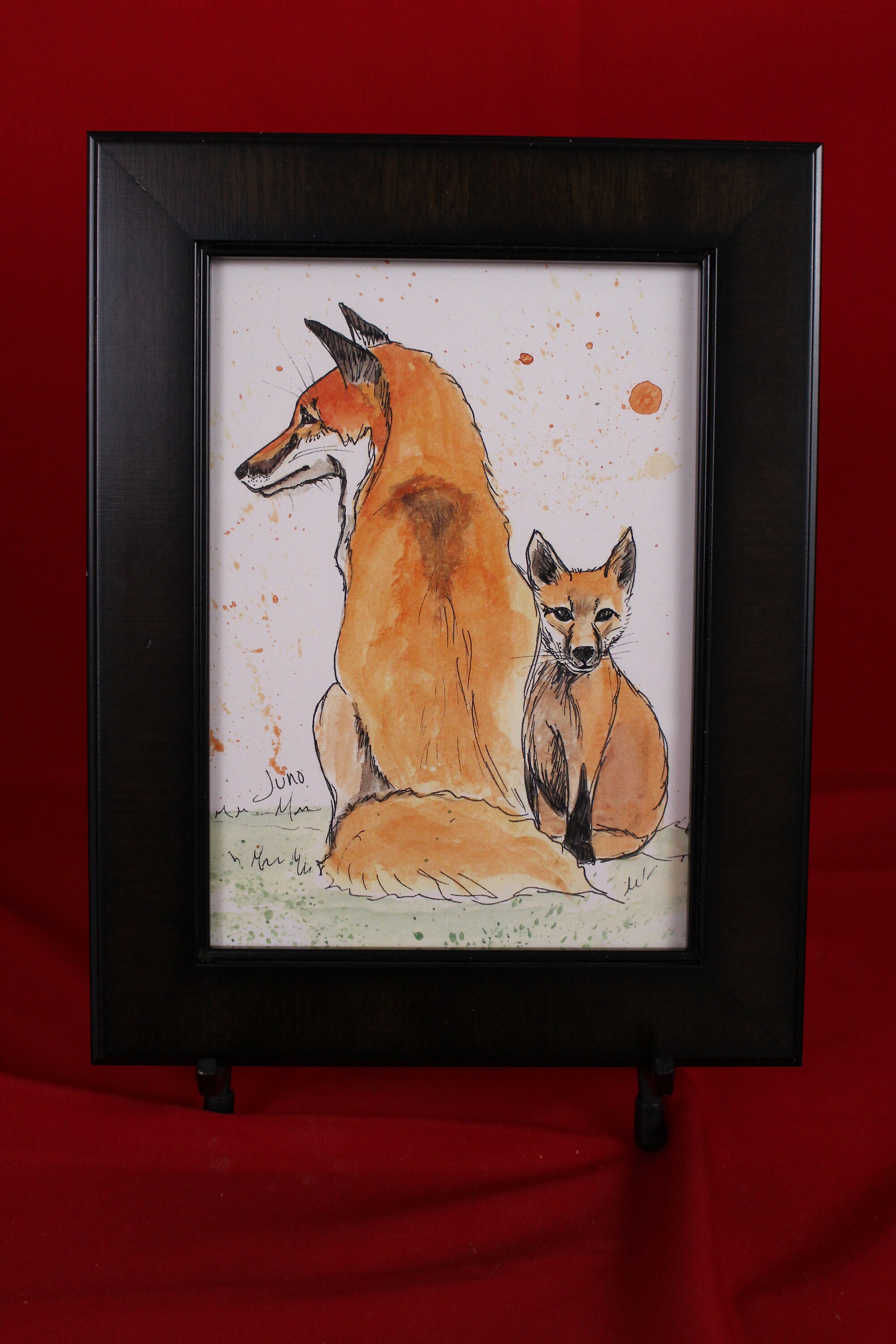 Fox and Kit Watercolor Pen and Ink Drawing With Watercolor, Fox ...